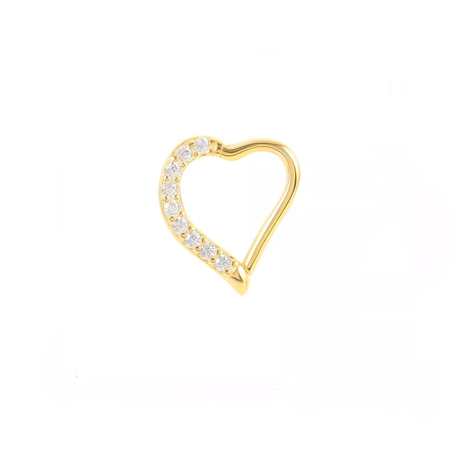 Piercing de corazon en plata (baño de oro) con circonias (UNIDAD ...